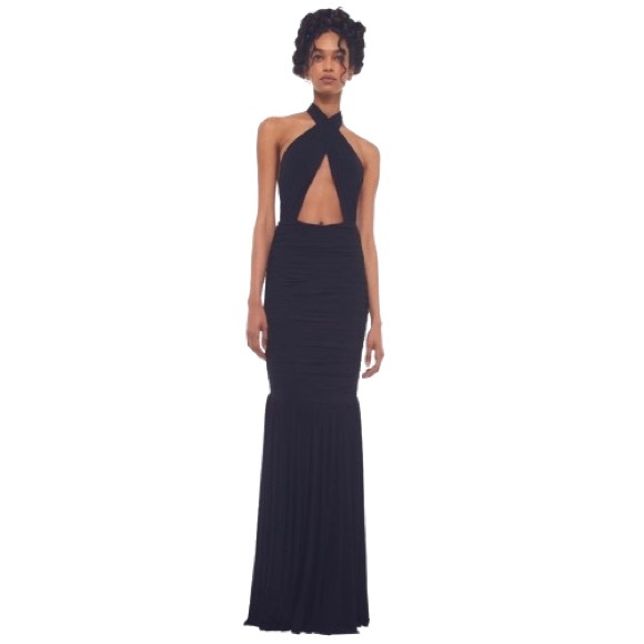 Norma Kamali | Dresses | Norma Kamali Cross Halter Fishtail Gown | Poshmark